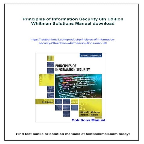 Principles of Information Security 6th Edition Whitman Solutions Manual | PDF