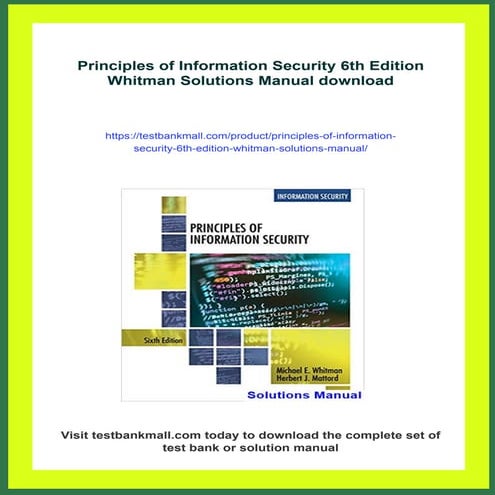 Principles of Information Security 6th Edition Whitman Solutions Manual ...
