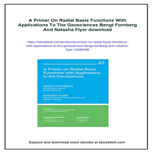 A Primer On Radial Basis Functions With Applications To The Geosciences ...