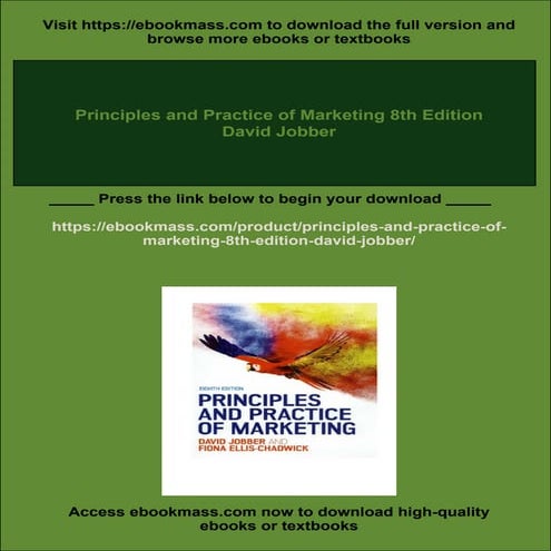 Principles and Practice of Marketing 8th Edition David Jobber | PDF