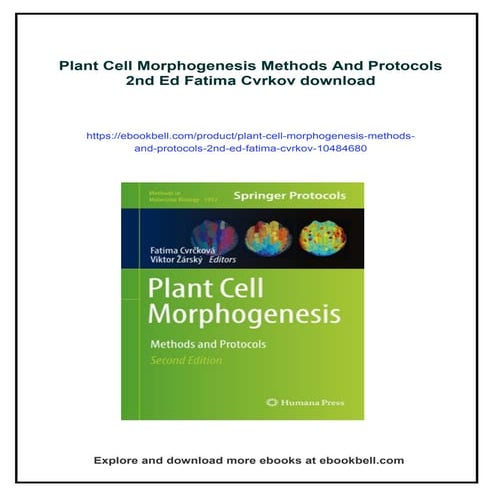 Plant Cell Morphogenesis Methods And Protocols 2nd Ed Fatima Cvrkov | PDF