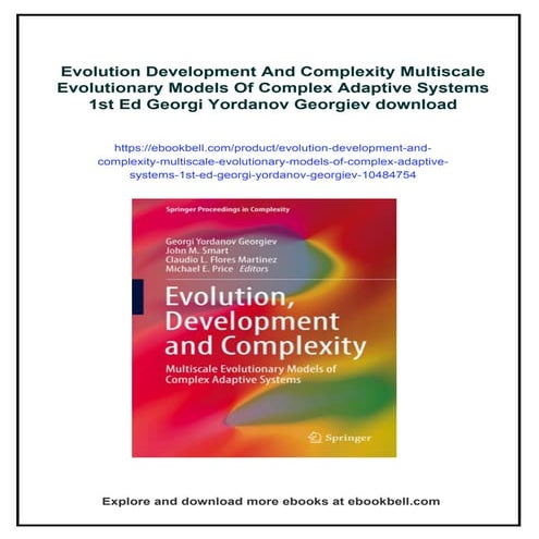 Evolution Development And Complexity Multiscale Evolutionary Models Of ...