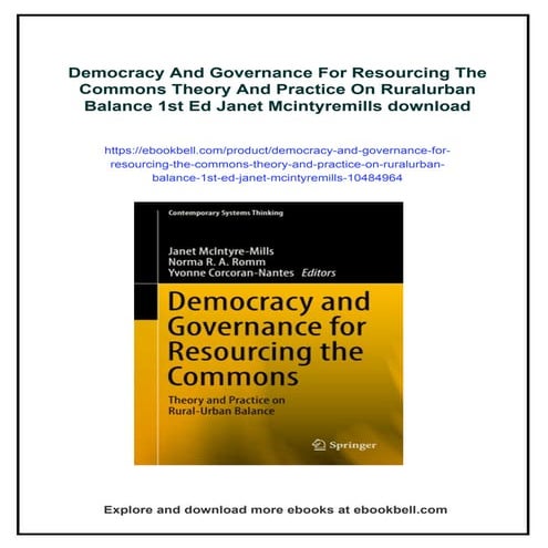 Democracy And Governance For Resourcing The Commons Theory And Practice ...