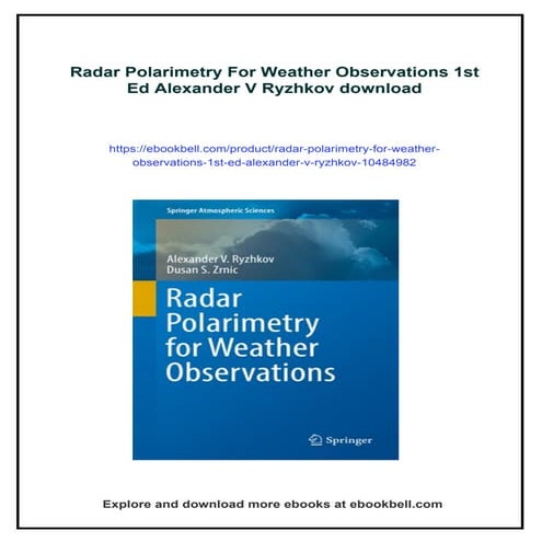 Radar Polarimetry For Weather Observations 1st Ed Alexander V Ryzhkov | PDF