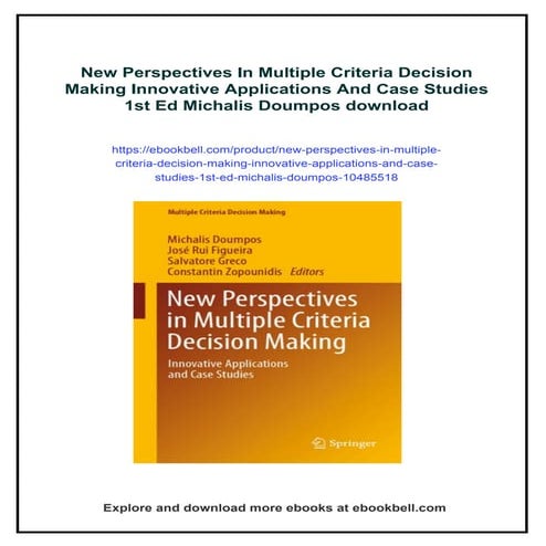 New Perspectives In Multiple Criteria Decision Making Innovative Applications And Case Studies ...