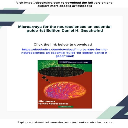 Microarrays for the neurosciences an essential guide 1st Edition Daniel ...