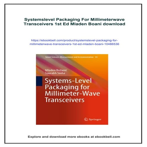 Systemslevel Packaging For Millimeterwave Transceivers 1st Ed Mladen ...