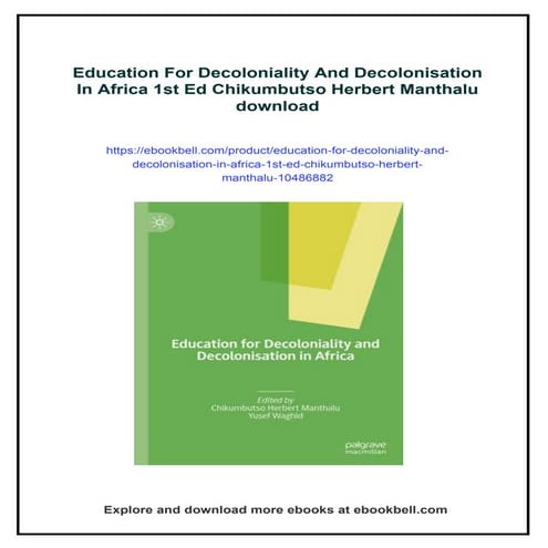 Education For Decoloniality And Decolonisation In Africa 1st Ed ...