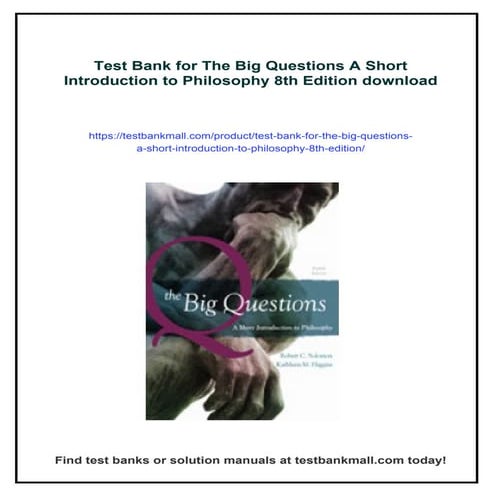 Test Bank for The Big Questions A Short Introduction to Philosophy 8th ...
