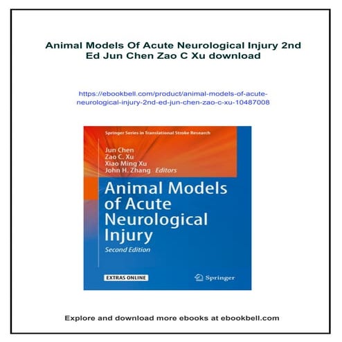 Animal Models Of Acute Neurological Injury 2nd Ed Jun Chen Zao C Xu | PDF
