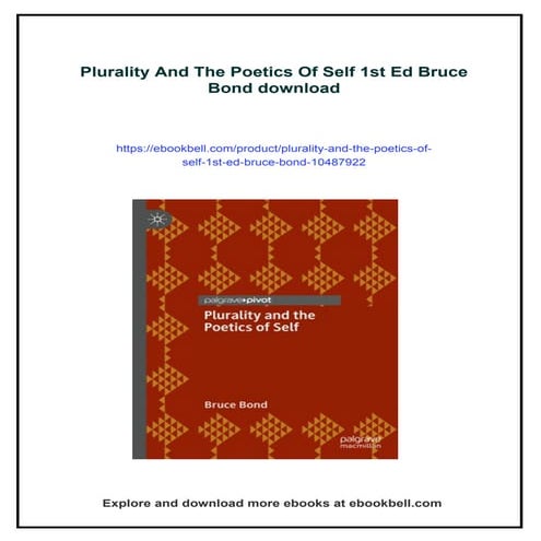 Plurality And The Poetics Of Self 1st Ed Bruce Bond | PDF