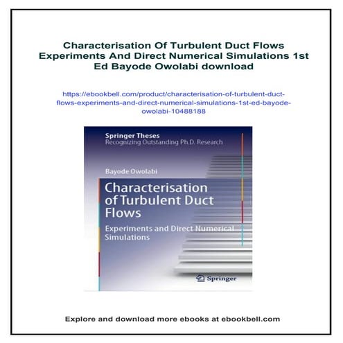 Characterisation Of Turbulent Duct Flows Experiments And Direct Numerical Simulations 1st Ed ...