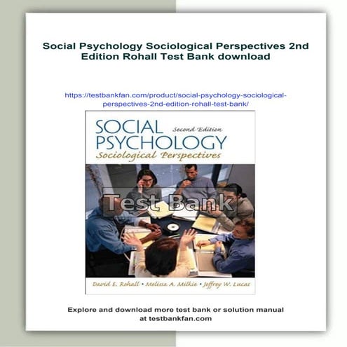Social Psychology Sociological Perspectives 2nd Edition Rohall Test ...