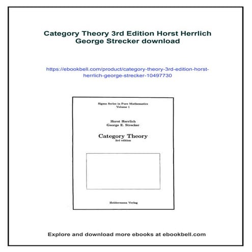 Category Theory 3rd Edition Horst Herrlich George Strecker | PDF