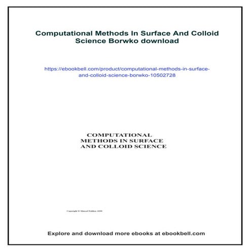 Computational Methods In Surface And Colloid Science Borwko | PDF