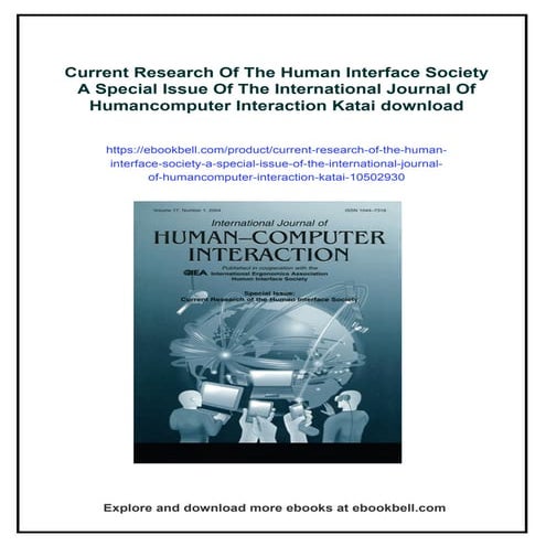 Current Research Of The Human Interface Society A Special Issue Of The ...