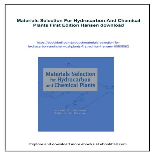 Materials Selection For Hydrocarbon And Chemical Plants First Edition ...