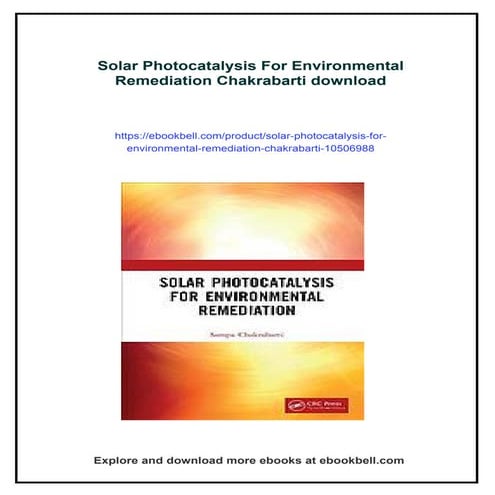 Solar Photocatalysis For Environmental Remediation Chakrabarti | PDF