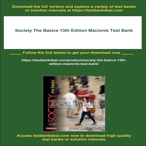 Society The Basics 13th Edition Macionis Test Bank | PDF