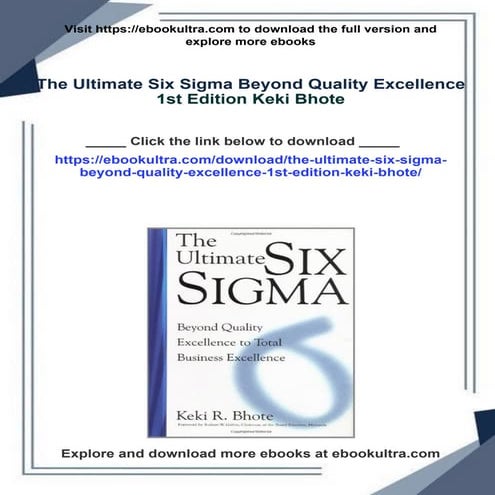 The Ultimate Six Sigma Beyond Quality Excellence 1st Edition Keki Bhote ...