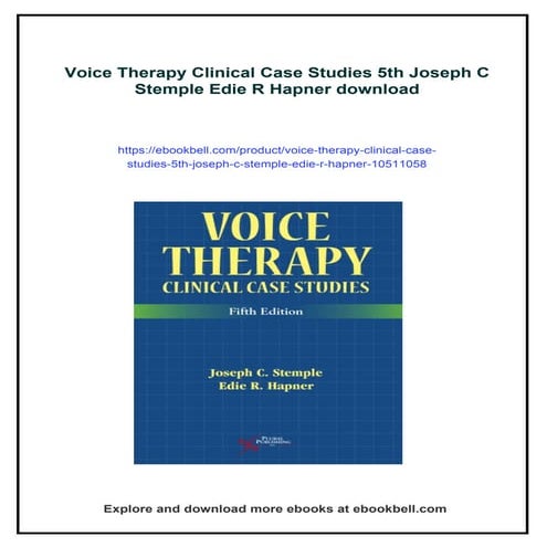 Voice Therapy Clinical Case Studies 5th Joseph C Stemple Edie R Hapner ...