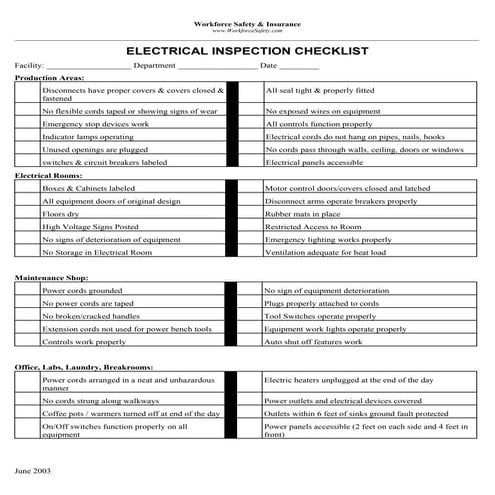 Extension Cord Checklist Free Training Materials Checklist Endurance