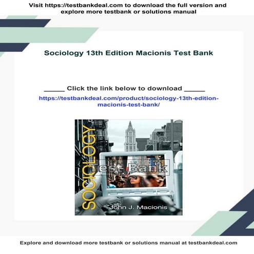 Sociology 13th Edition Macionis Test Bank | PDF