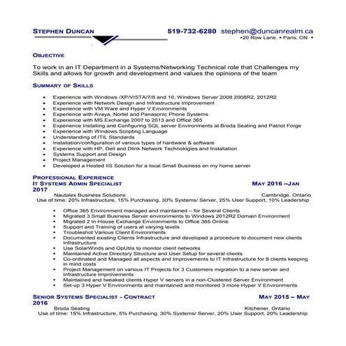 Stephen Duncan resume 2017 | DOC