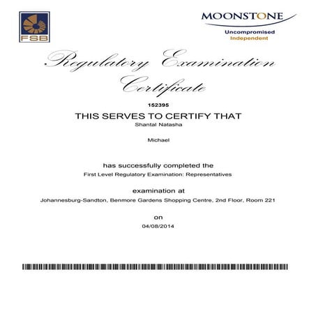 RE Exam Certificate | PDF