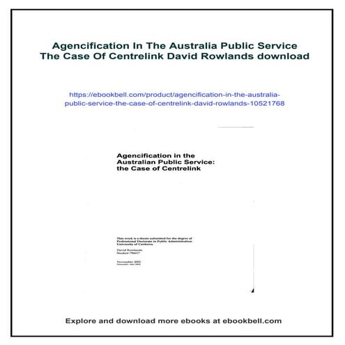 Agencification In The Australia Public Service The Case Of Centrelink ...