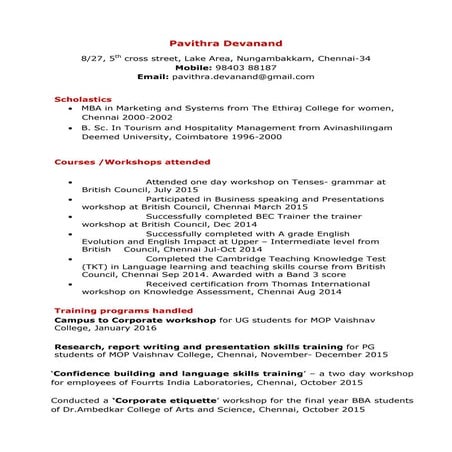 Pavithra Cv Pdf