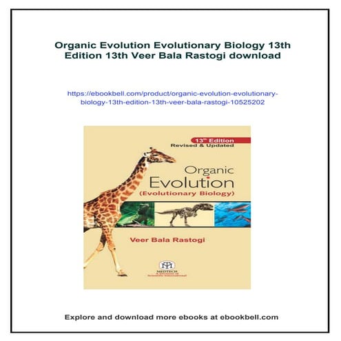 Organic Evolution Evolutionary Biology 13th Edition 13th Veer Bala ...