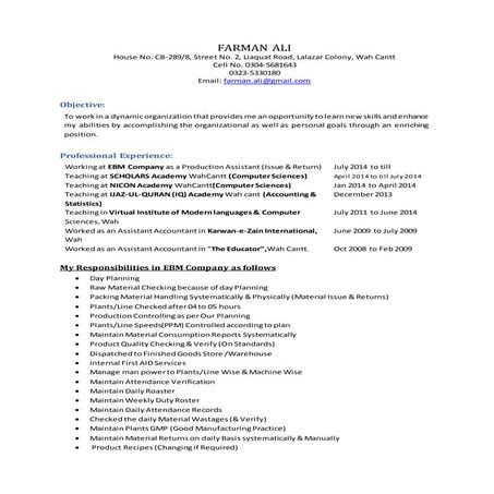 Farman Ali CV | DOCX