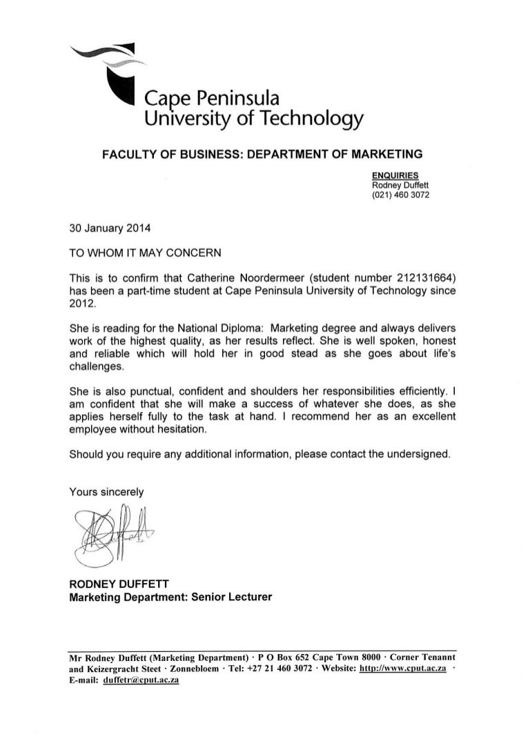 Reference Letter - R Duffet (CPUT)