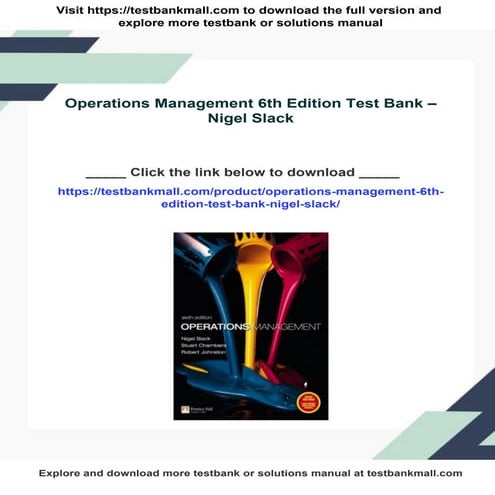 Complete Download of Operations Management 6th Edition Test Bank ...