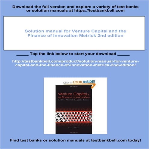 Solution manual for Venture Capital and the Finance of Innovation ...