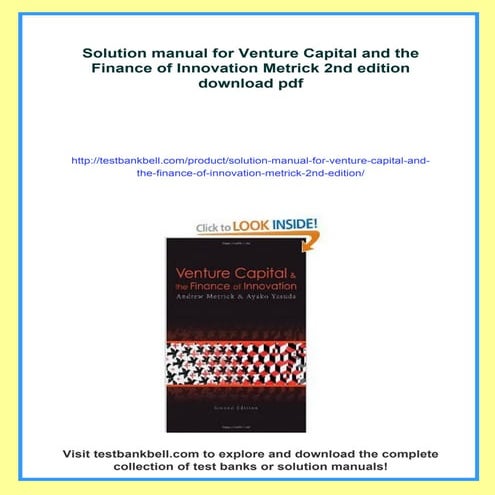 Solution manual for Venture Capital and the Finance of Innovation ...