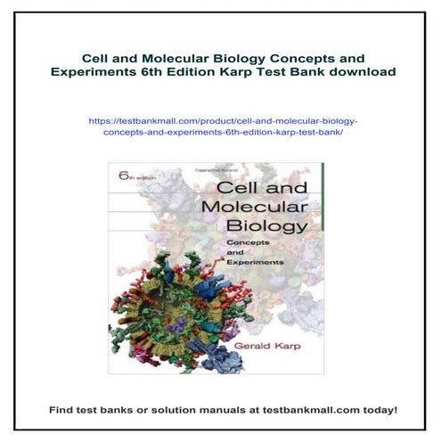 Cell and Molecular Biology Concepts and Experiments 6th Edition Karp ...