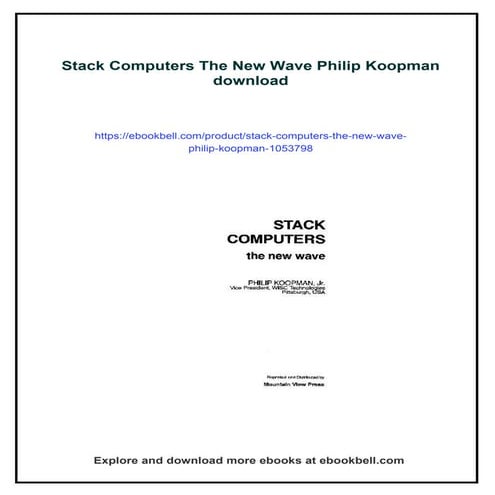 Stack Computers The New Wave Philip Koopman | PDF