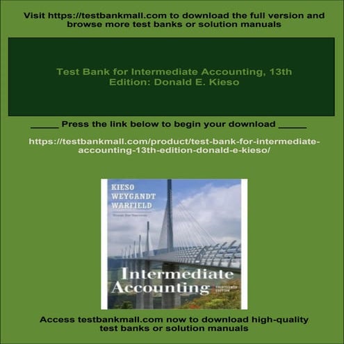 Test Bank for Intermediate Accounting, 13th Edition: Donald E. Kieso | PDF