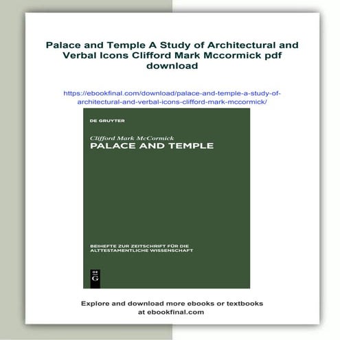 Palace and Temple A Study of Architectural and Verbal Icons Clifford ...