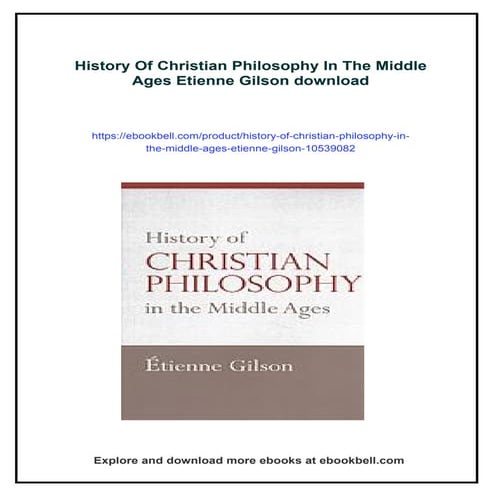 History Of Christian Philosophy In The Middle Ages Etienne Gilson | PDF