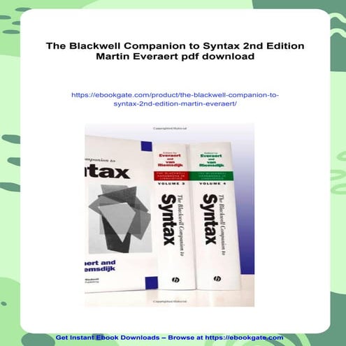 The Blackwell Companion to Syntax 2nd Edition Martin Everaert | PDF