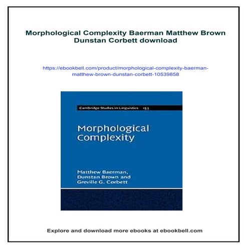 Morphological Complexity Baerman Matthew Brown Dunstan Corbett | PDF