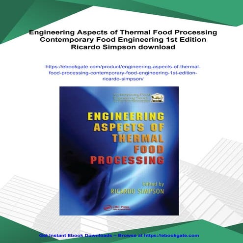 Engineering Aspects of Thermal Food Processing Contemporary Food Engineering 1st Edition Ricardo ...