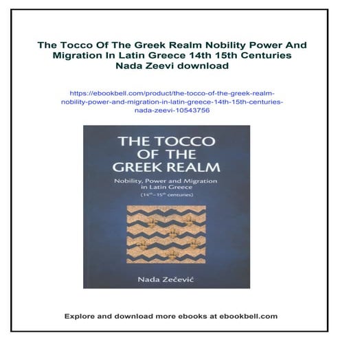 The Tocco Of The Greek Realm Nobility Power And Migration In Latin ...