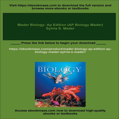 Mader Biology: Ap Edition (AP Biology Mader) Sylvia S. Mader | PDF