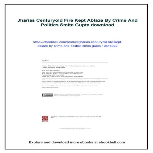 Jharias Centuryold Fire Kept Ablaze By Crime And Politics Smita Gupta | PDF