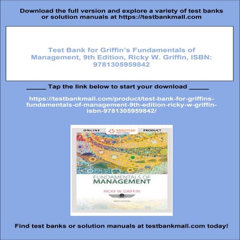 Test Bank for Griffin’s Fundamentals of Management, 9th Edition, Ricky ...