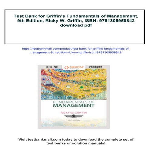 Test Bank for Griffin’s Fundamentals of Management, 9th Edition, Ricky ...